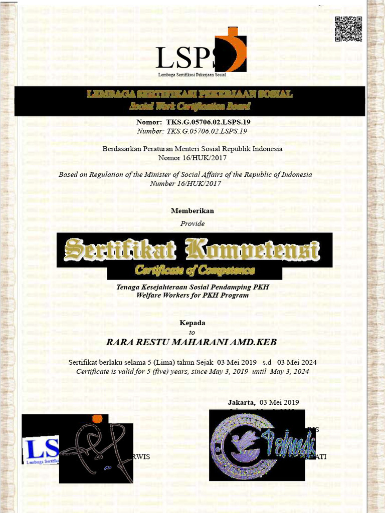 Sertifikat Rara Restu Maharani Amd - Keb - Compressed | PDF