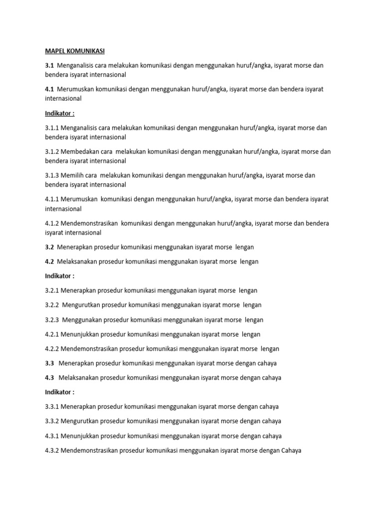 KI - KD Utk Komunikasi | PDF
