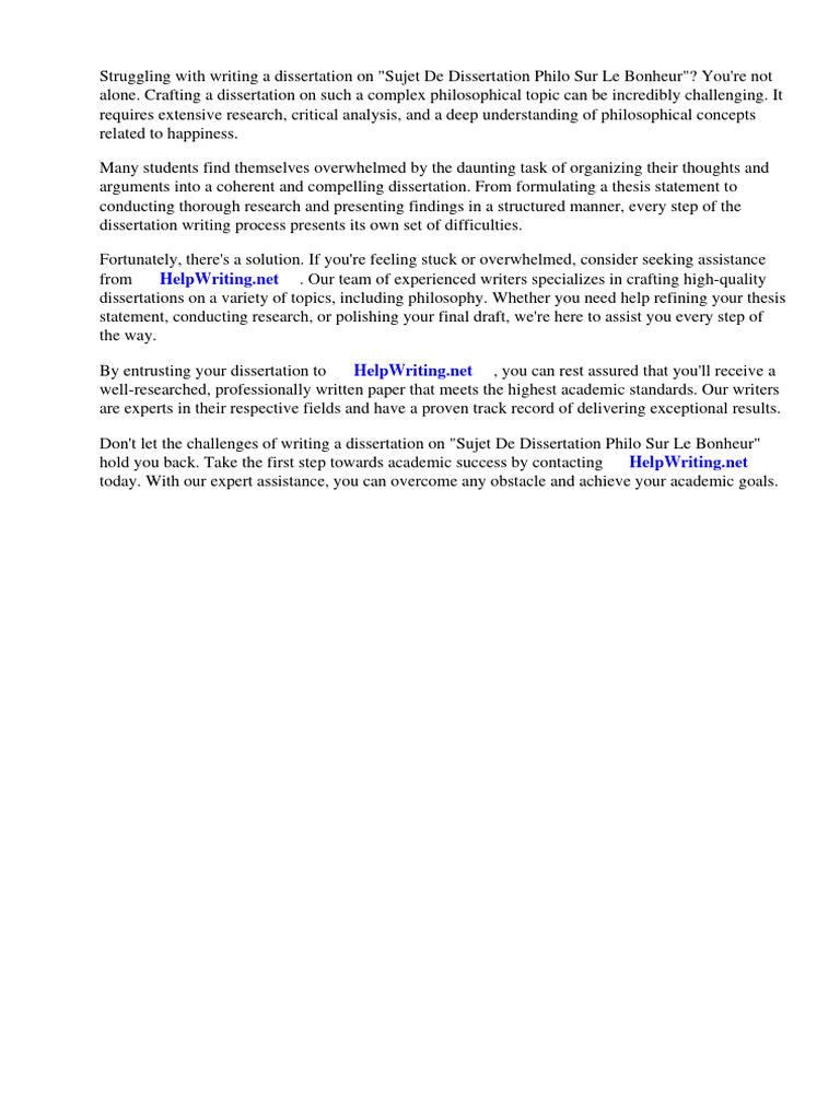 Sujet de Dissertation Philo Sur Le Bonheur | PDF | Thesis | Liberal Arts Education