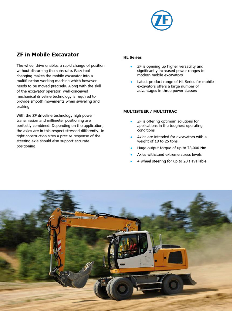 Datasheet Mobile Excavator EN | PDF | Axle | Vehicle Technology