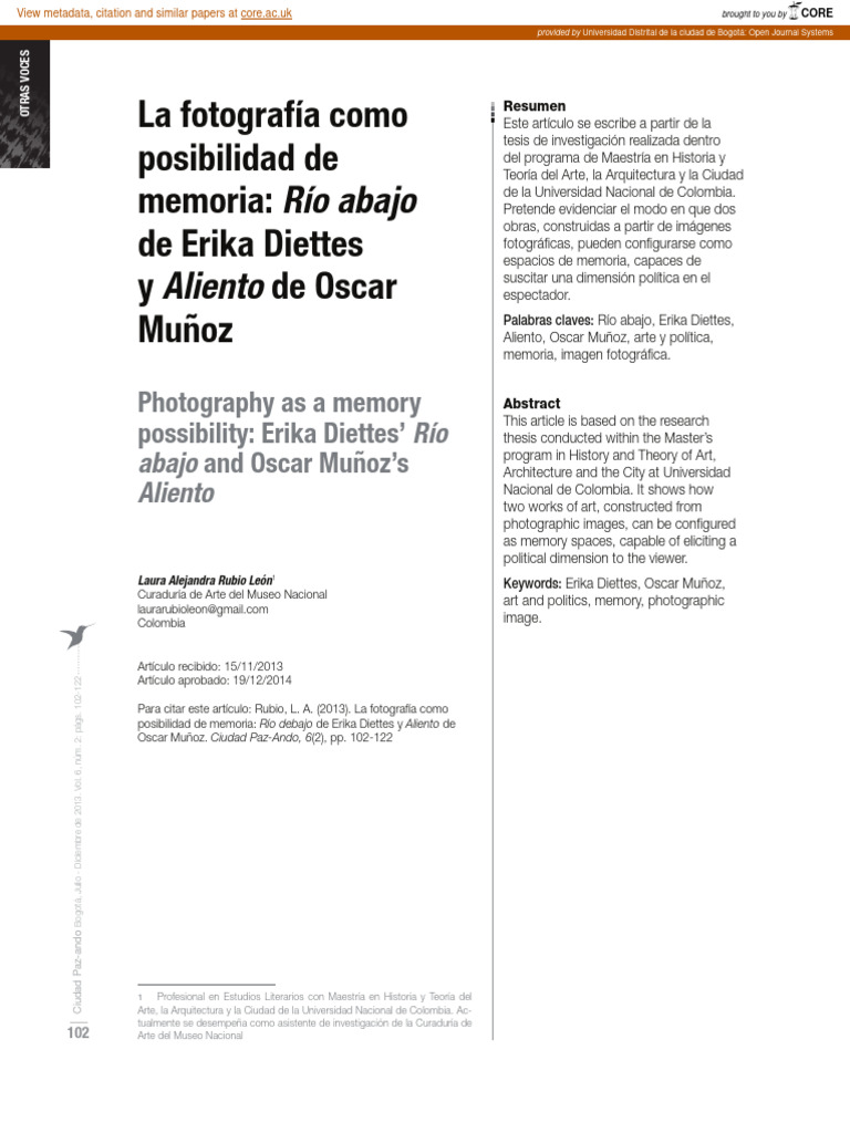 Paper. Oscar Muniz | PDF | Memoria | Colombia
