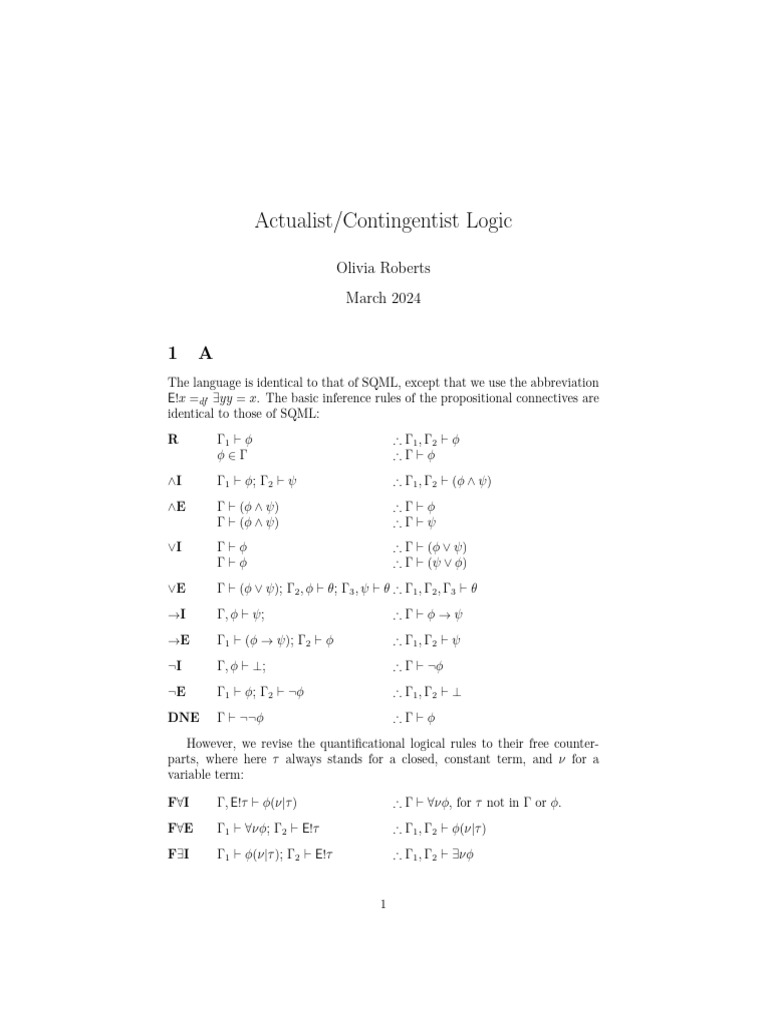 Actualist_Logic | PDF | Interpretation (Logic) | Formalism (Deductive)