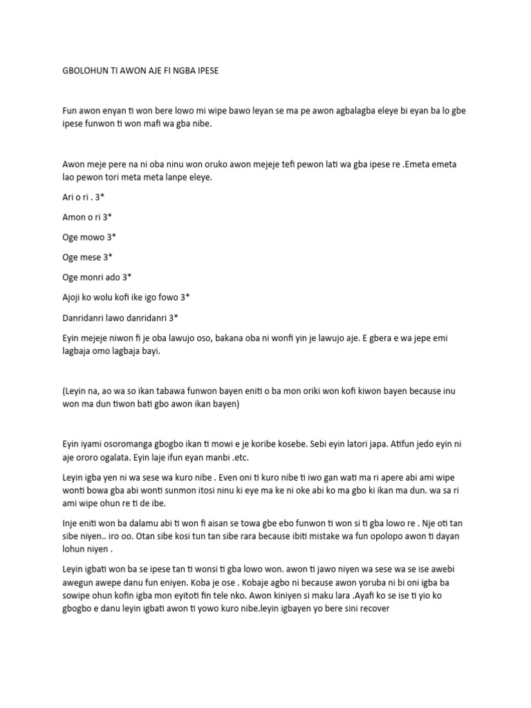 Gbolohun Ti A Fi Npe Awon Agba | PDF