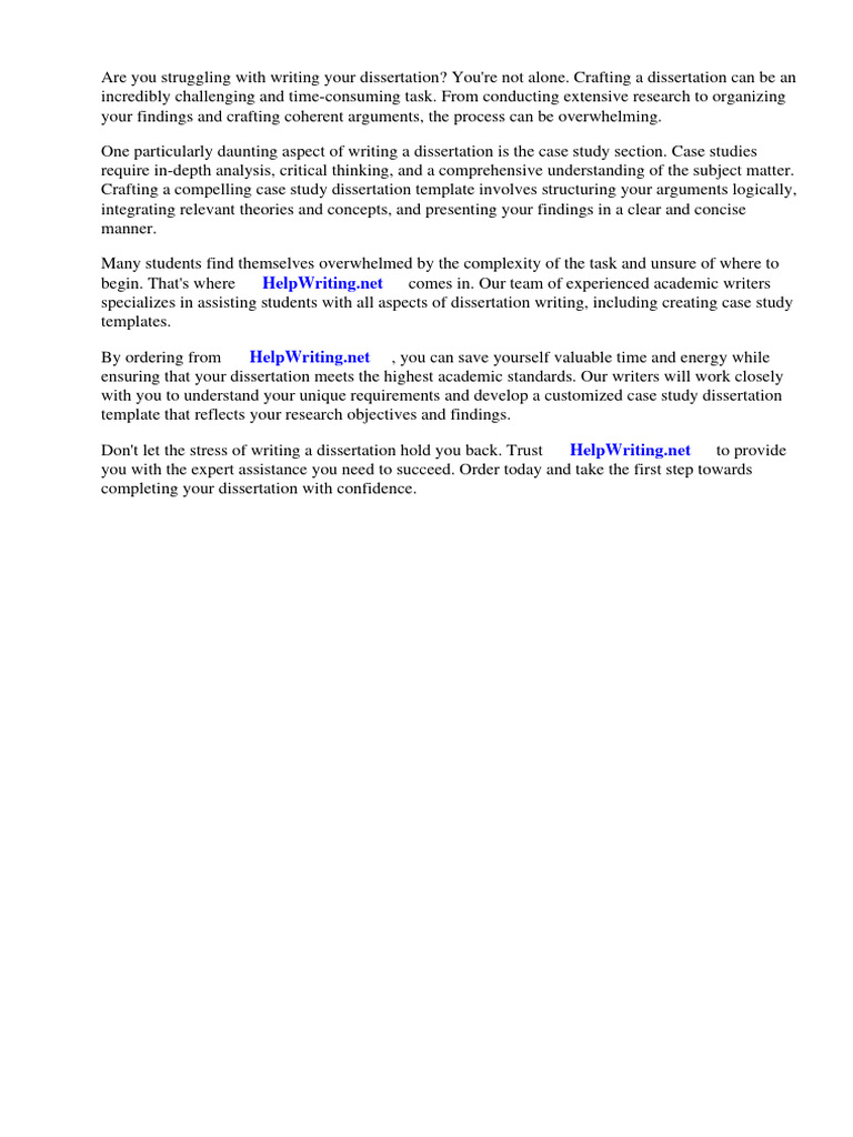 Case Study Dissertation Template | PDF Case Study Dissertation Template | PDF