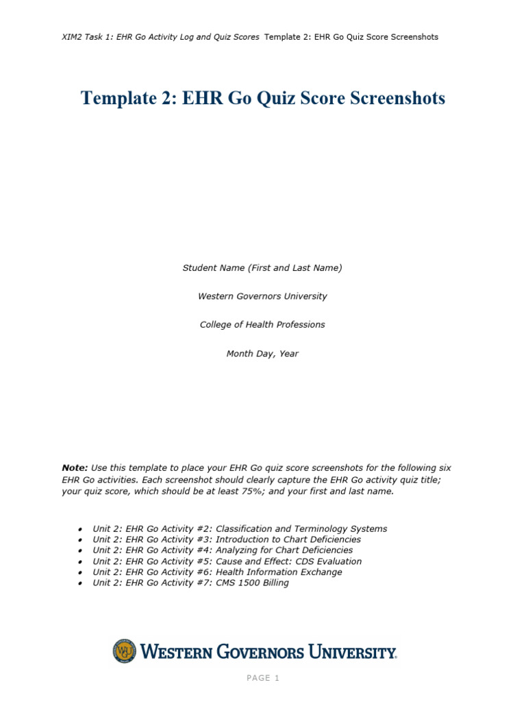 EHR Go Quiz Score Submission Template | PDF | Computers
