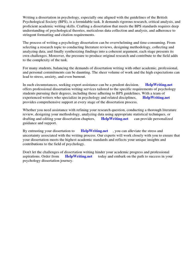 Psychology Dissertation Bps | PDF | Psychology | Cognitive Psychology