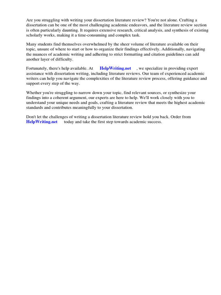Dissertation Literature Review Example Topics | PDF | Essays | Thesis