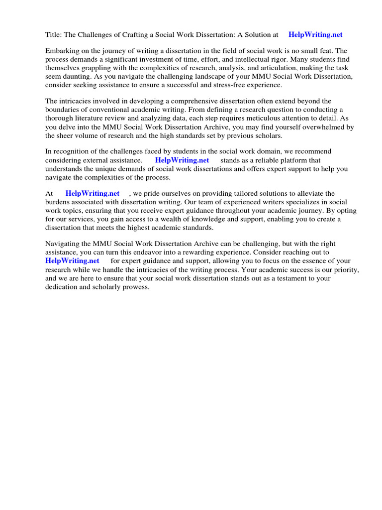 Mmu Social Work Dissertation Archive | PDF | Thesis | Social Work