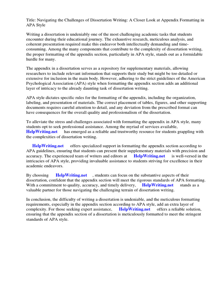 Appendix Dissertation Apa | PDF | Apa Style | Citation