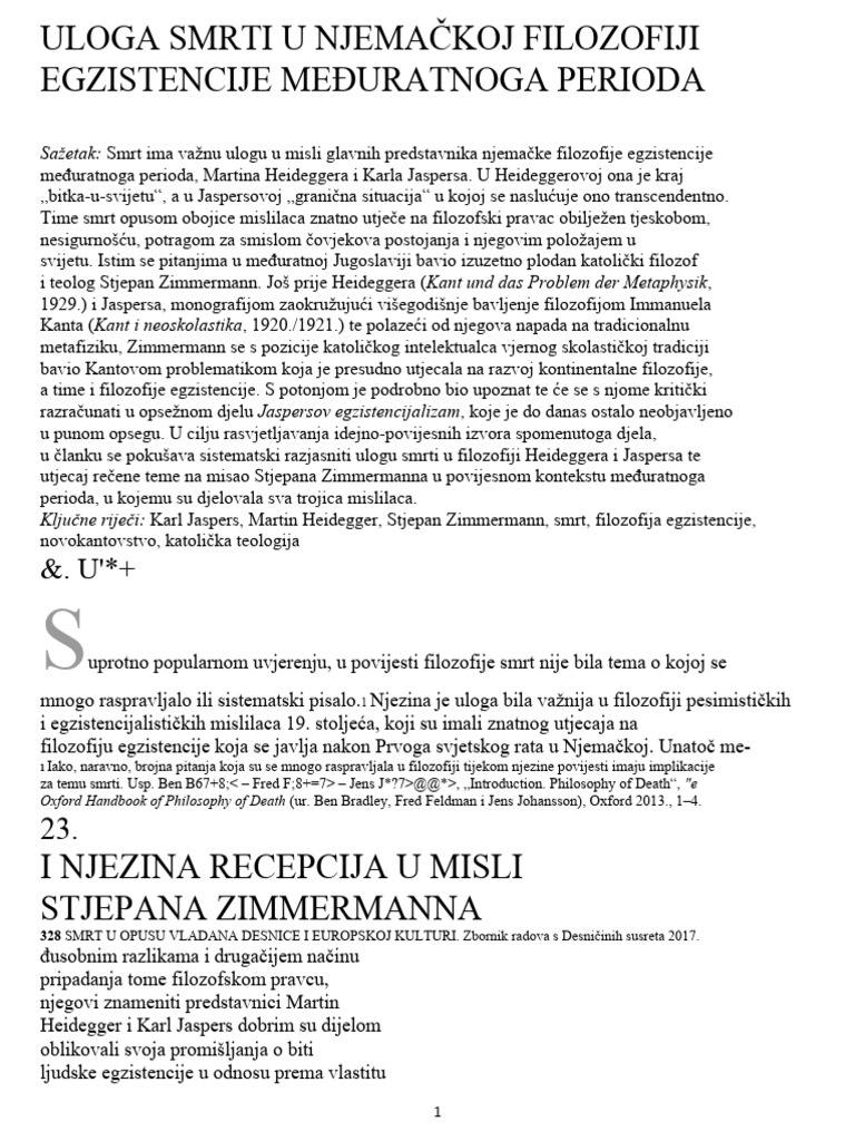 Uloga Smrti U Ekzistenciji | PDF