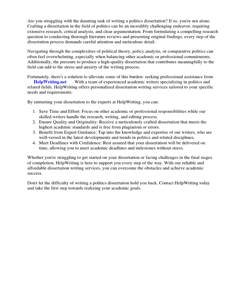 Politics Dissertation Examples PDF | PDF | Thesis | Science
