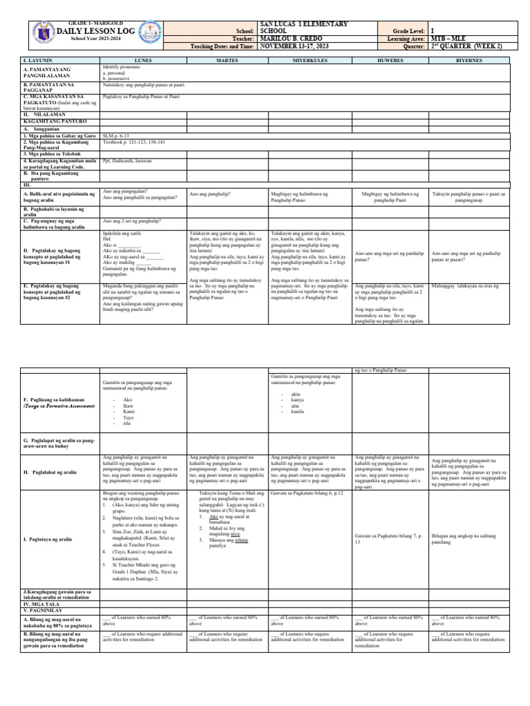 DLL Q2 W2-All-Subjects Week2-1 | PDF