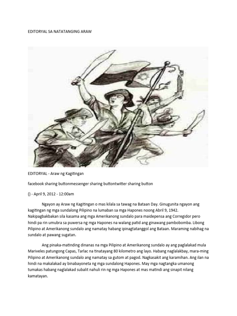 EDITORYAL SA NATATANGING ARAW- ARAW NG KAGITINGAN | PDF