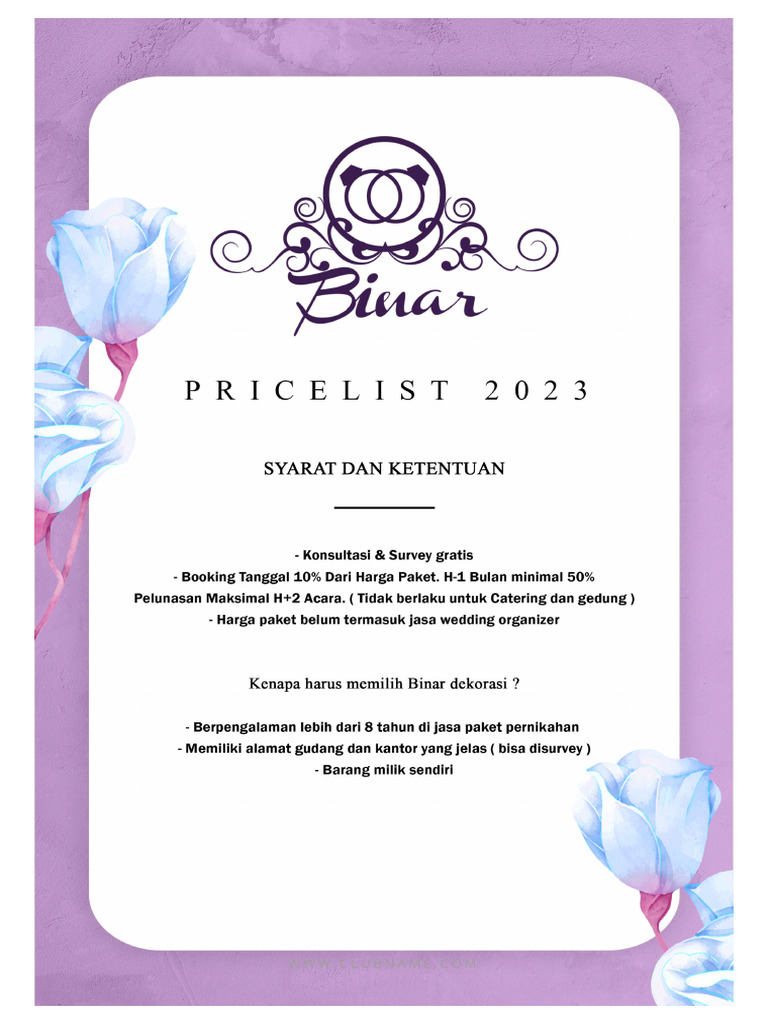 Pricelist Binar Decoration 2023-1-1 | PDF