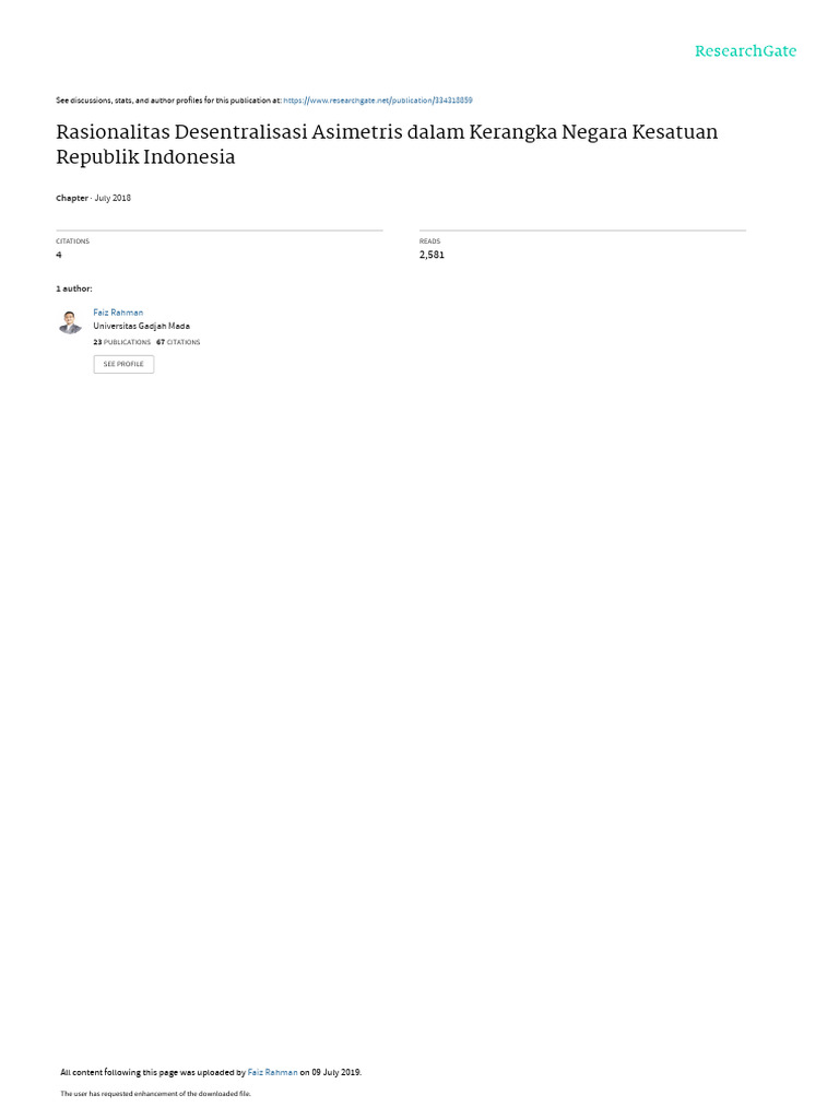 Rasionalitas Desentralisasi Asimetrisdalam Kerangka NKRI | PDF