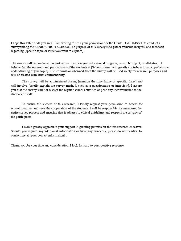 Survey Letter | PDF