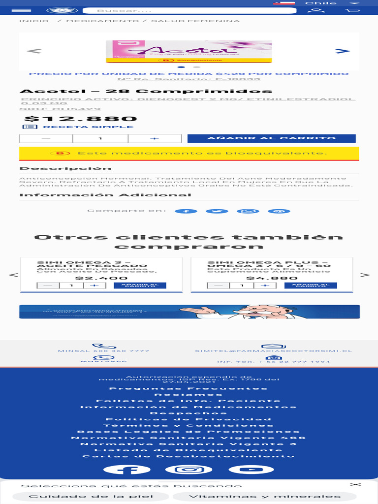 Acotol - 28 Comprimidos | PDF | Farmacología | Drogas