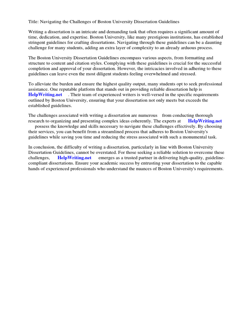 Boston University Dissertation Guidelines | PDF | Thesis