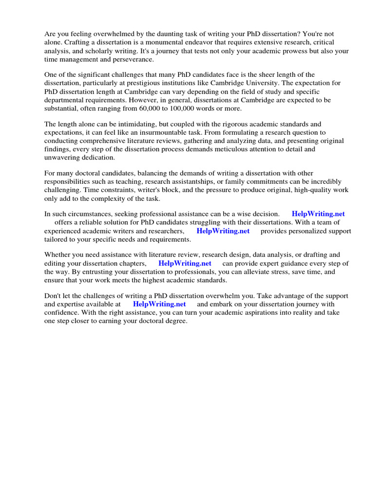 PHD Dissertation Length Cambridge | PDF | Thesis | Doctor Of Philosophy