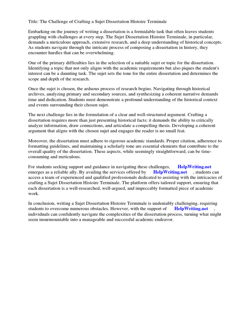 Sujet Dissertation Histoire Terminale | PDF | Thesis | Internet