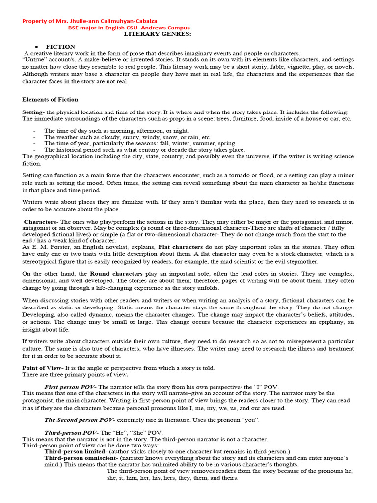 Literary Genres | PDF | Poetry | Narration