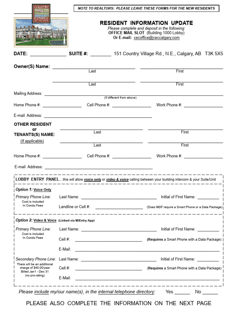 Resident Information Update 2024 With MiEntry Added PDF | PDF ...