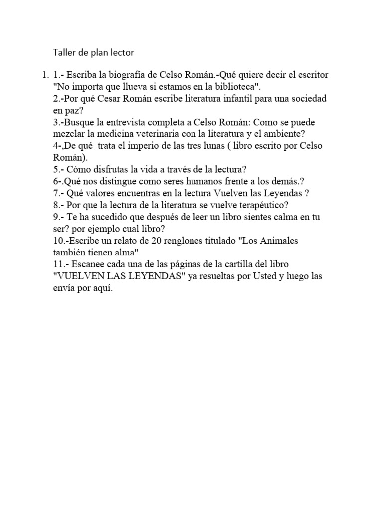 Taller de plan lector | PDF