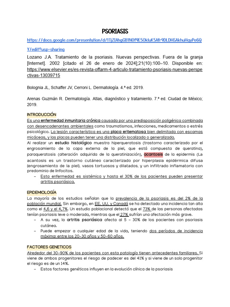 Psoriasis: Causas, Síntomas y Tratamientos | PDF | Psoriasis | Sistema ...