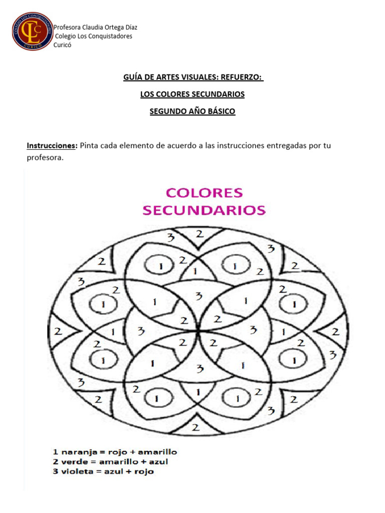 Guía de Artes Visuales: Colores Secundarios | PDF