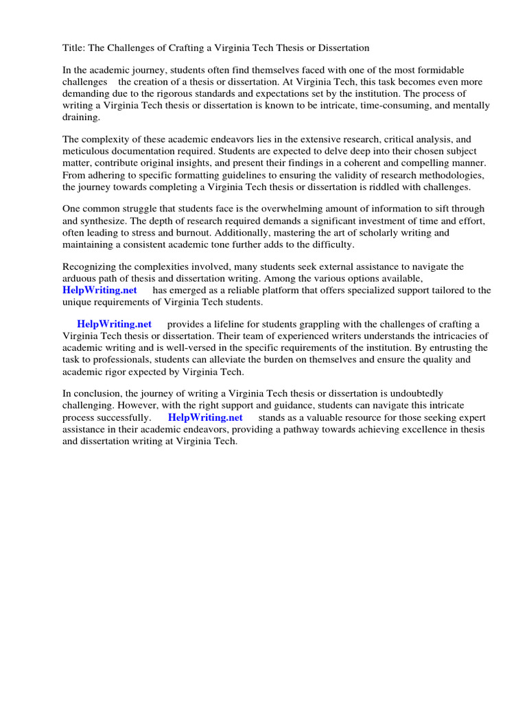 Virginia Tech Thesis and Dissertations | PDF | Thesis | Libraries