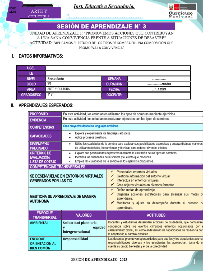 1° 2° Ses Act 3 - Ayc-U1 - Sem 3 | PDF | Aprendizaje | Evaluación