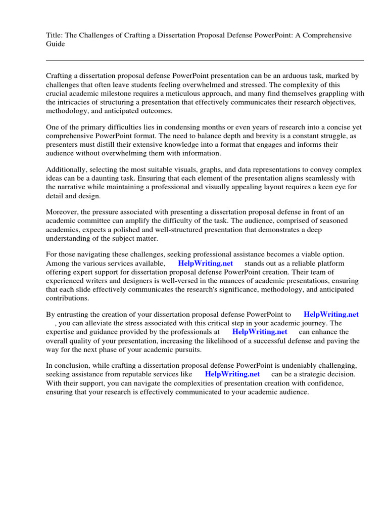 Dissertation Proposal Defense Powerpoint Youtube | PDF | Thesis ...