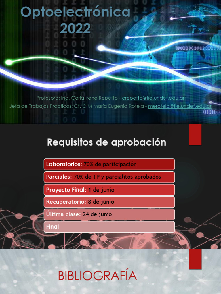 Optoelectrónica 0 - Introducción 2022 | PDF | Óptica | Fibra óptica