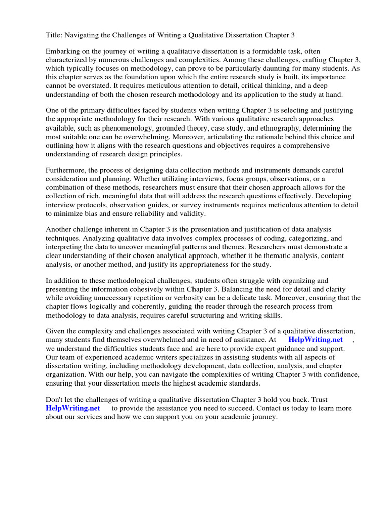 Qualitative Dissertation Chapter 3 | PDF | Methodology | Quantitative Research