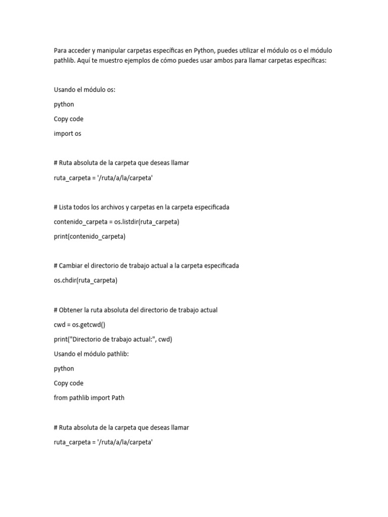 Acceso a carpetas en Python: os y pathlib | PDF | Informática