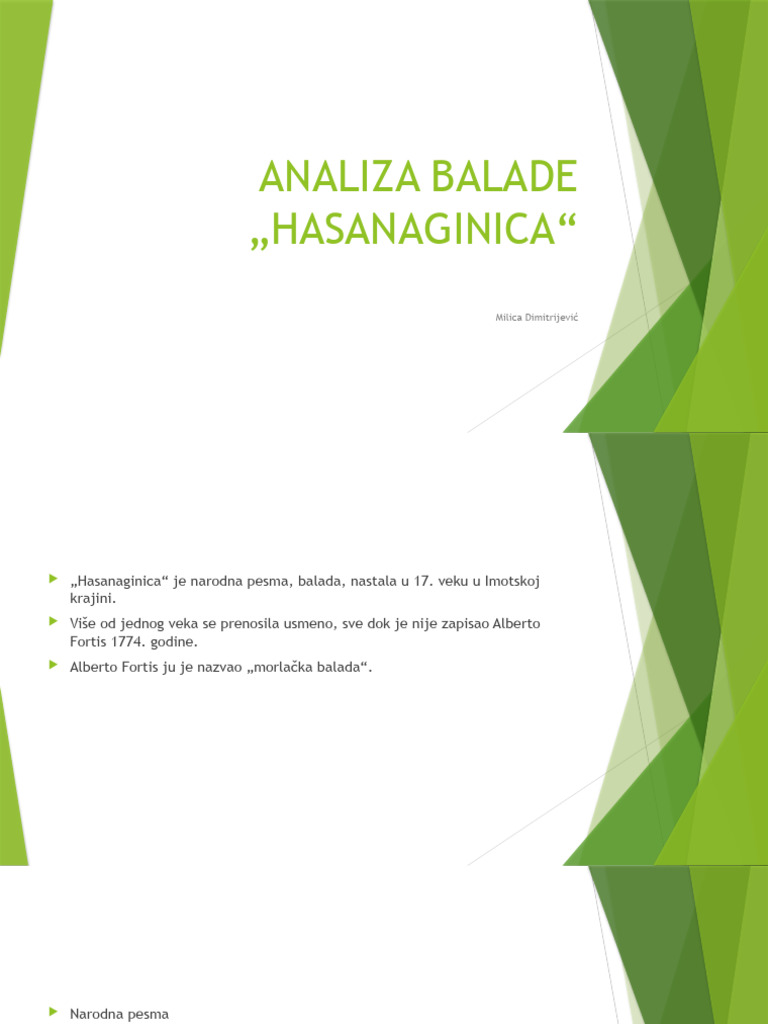 Analiza Balade Hasanaginica | PDF