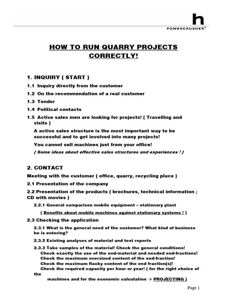 How To Run Quarry Projects, Usa | PDF | Prices | Sales