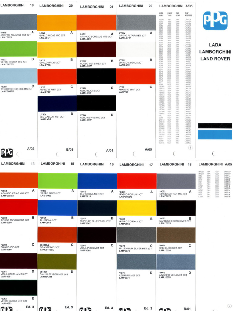 Lamborghini PPG - Colour - Codes | PDF