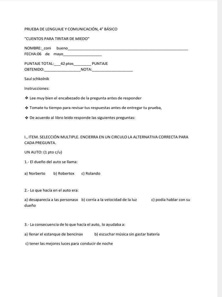 Prueba Cuentos para Tiritar de Miedo | PDF | Libros para adolescentes