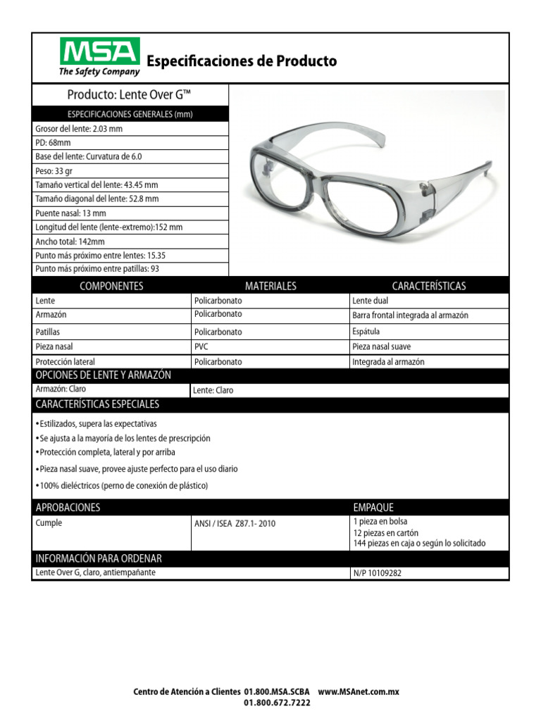 Ficha Tecnica Lente Over G-ES | PDF