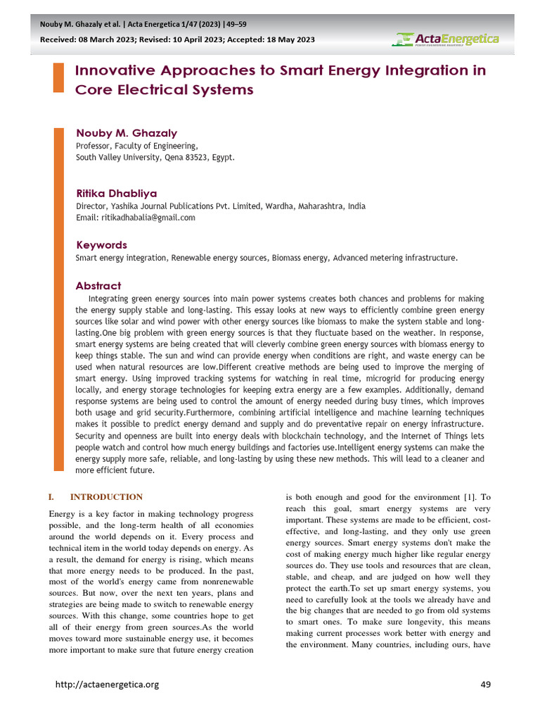 Innovative Approaches To Smart Energy Integration in Core Electrical ...