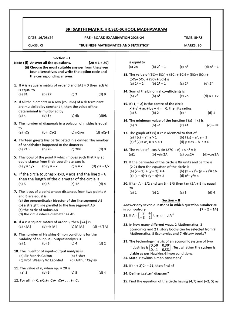 11bm MQP 16.03.04 | PDF | Mathematics | Mathematical Objects