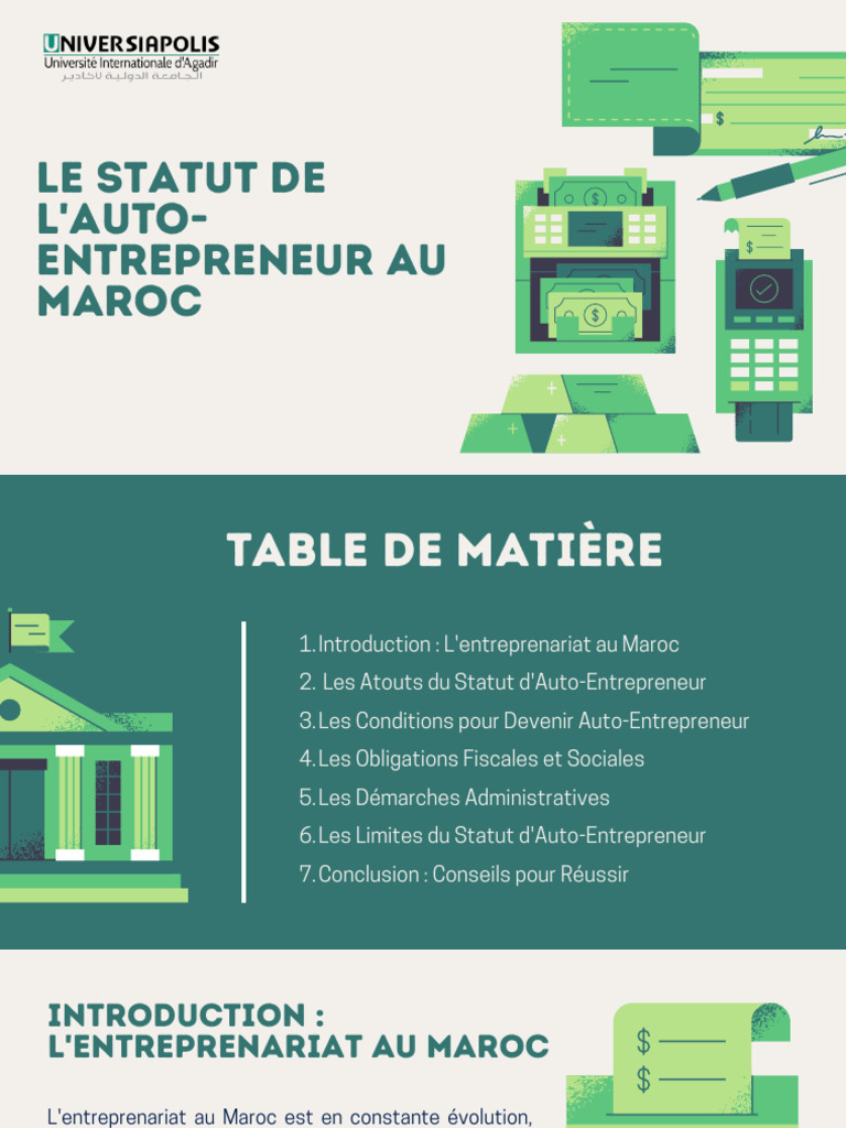 Statut d'Auto-Entrepreneur au Maroc | PDF | Micro-entrepreneur ...