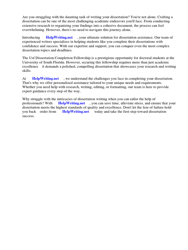 Usf Dissertation Completion Fellowship | PDF | Thesis | Doctor Of ...
