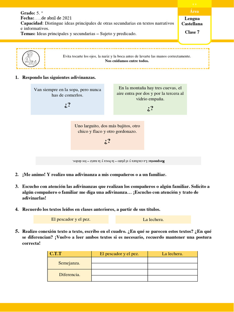 Quinto Grado - Lengua Castellana - Clase 7 - VF | Descargar gratis PDF ...
