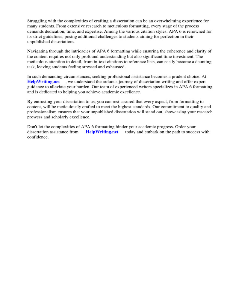 Apa 6 Unpublished Dissertation | PDF | Thesis | Apa Style