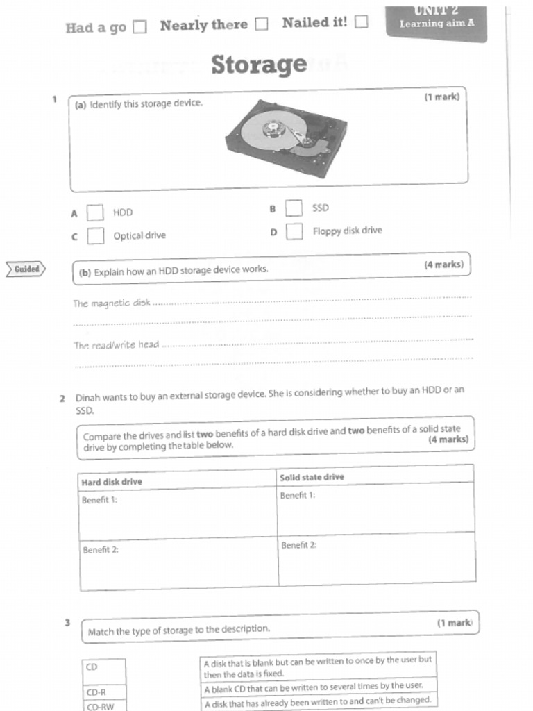 Computer Storage BTEC computing Level 02 Exam questions | PDF Computer Storage BTEC computing Level 02 Exam questions | PDF