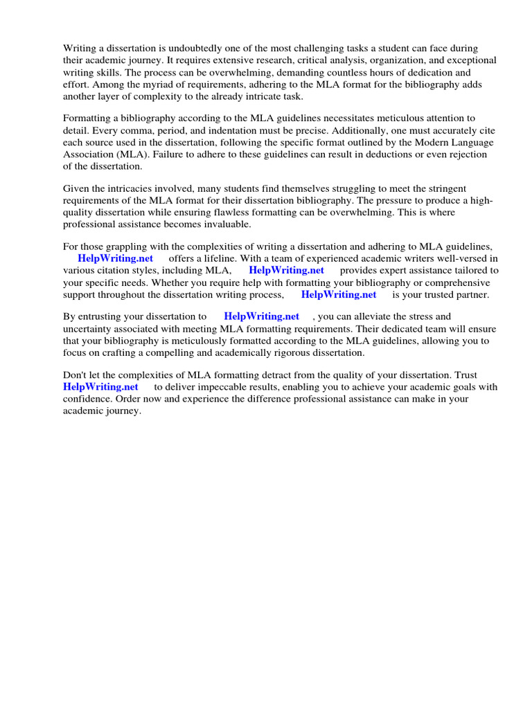 Mla Format Bibliography Dissertation | PDF | Citation | Thesis
