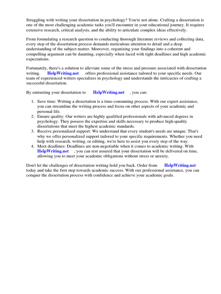 Dissertation Psychology Example | Download Free PDF | Psychology | Thesis