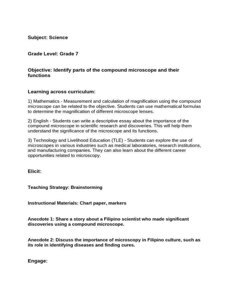 lesson_plan (9) | PDF | Microscope | Microscopy